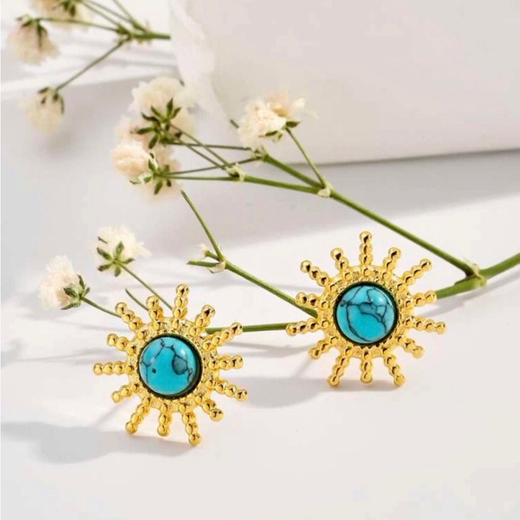 Jewelry | Turquoise Mayan Sunrays Aztec Explode Radiate Bead Sunbeam ...